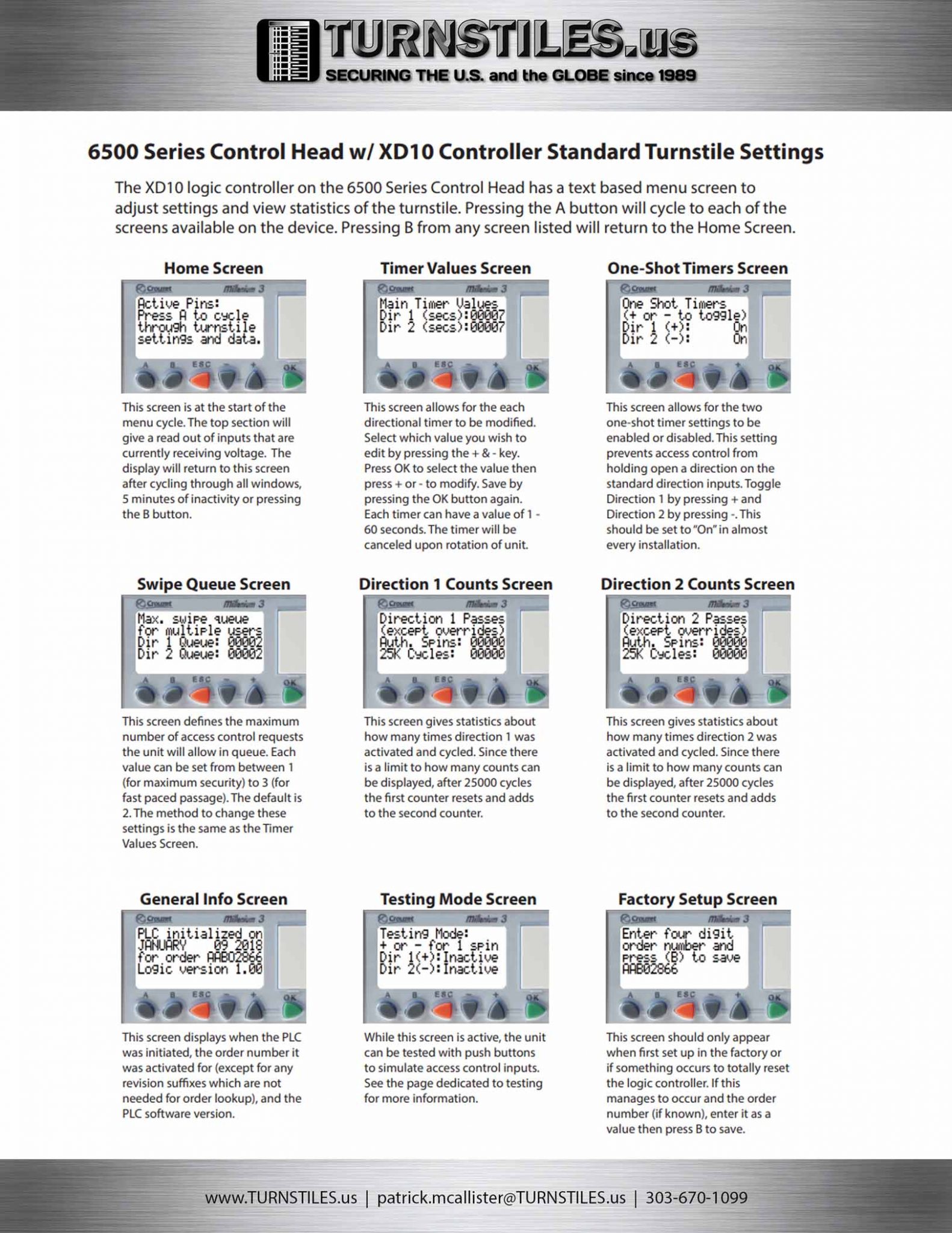 6500 Electronic Control Head - TURNSTILES.us