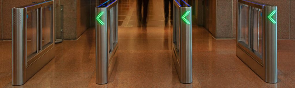 dFlow Free Flow Passage Turnstile Swing Gates - TURNSTILES.us