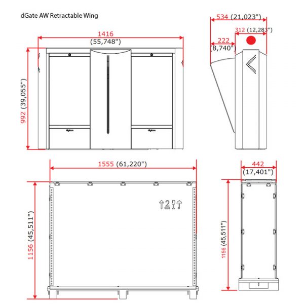 dGate RW Retractable Wing Optical Turnstile - TURNSTILES.us