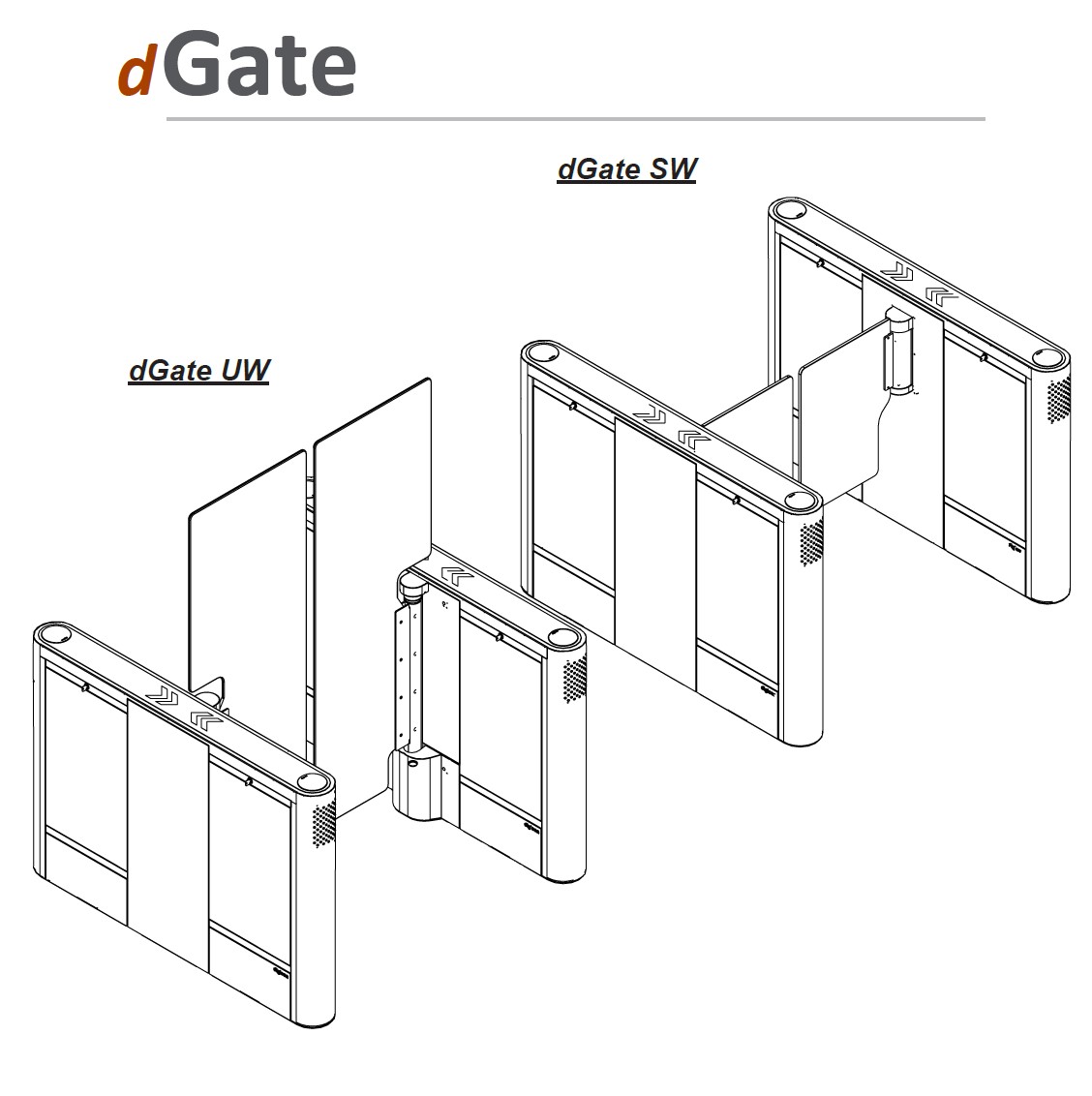 dGate SW/UW Swing Gate Optical Turnstile - TURNSTILES.us