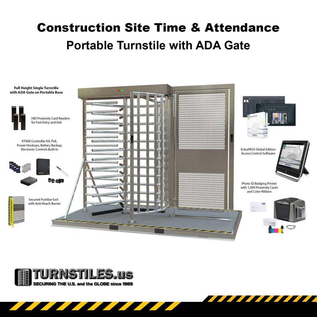 Portable Turnstile and ADA Gate Construction Site Time & Attendance ...