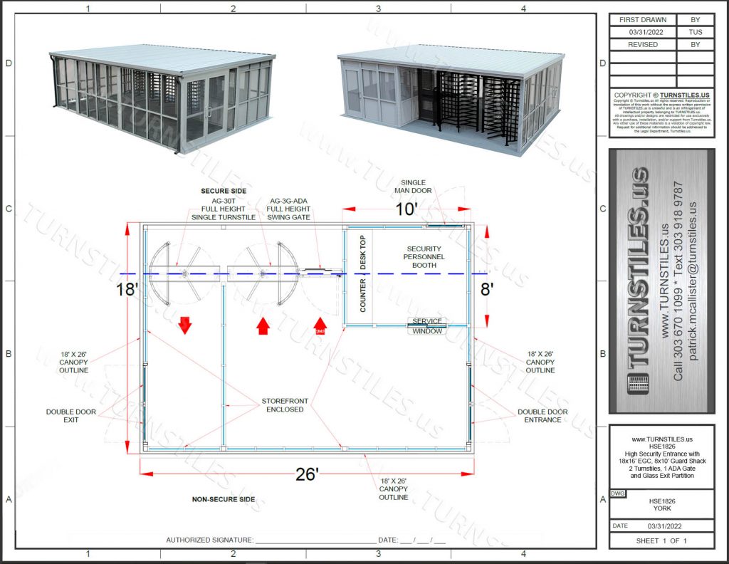 EntraBOX HSE1826 High Security Entrance with Turnstiles, Gate and ...