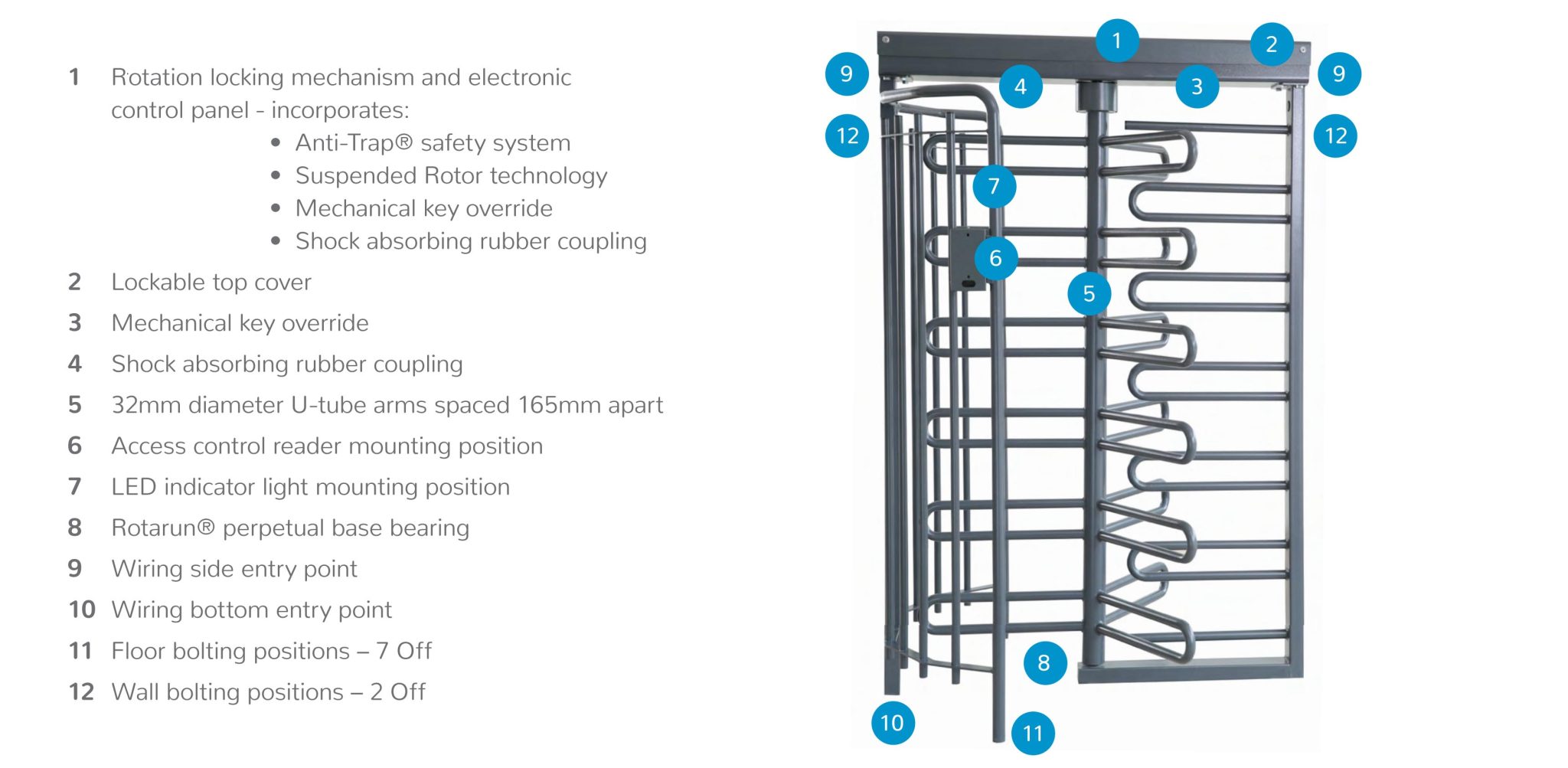 TRIUMPH Full Height Industrial Turnstile Single (3, 4 and 5-Arm ...