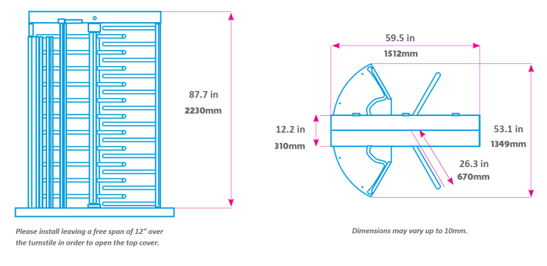 TX1500-UNO Full Height Single Turnstile - TURNSTILES.us