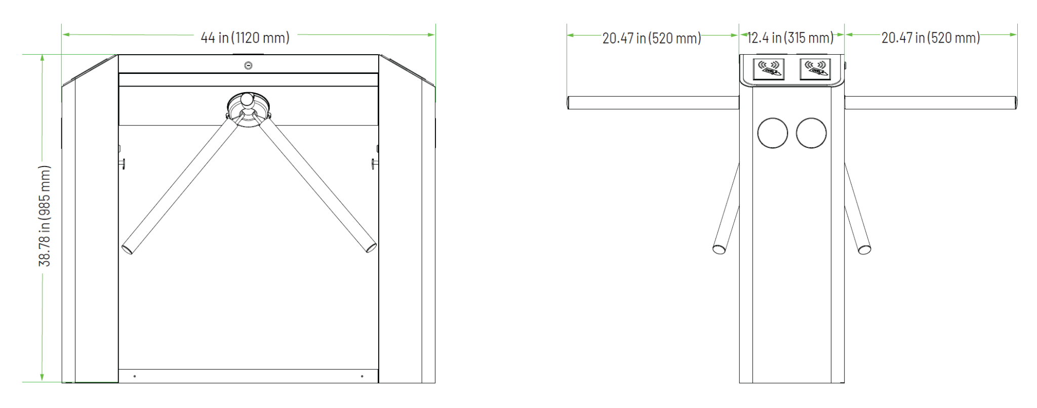 TS2200 Pro Series Double Tripod Turnstile - TURNSTILES.us