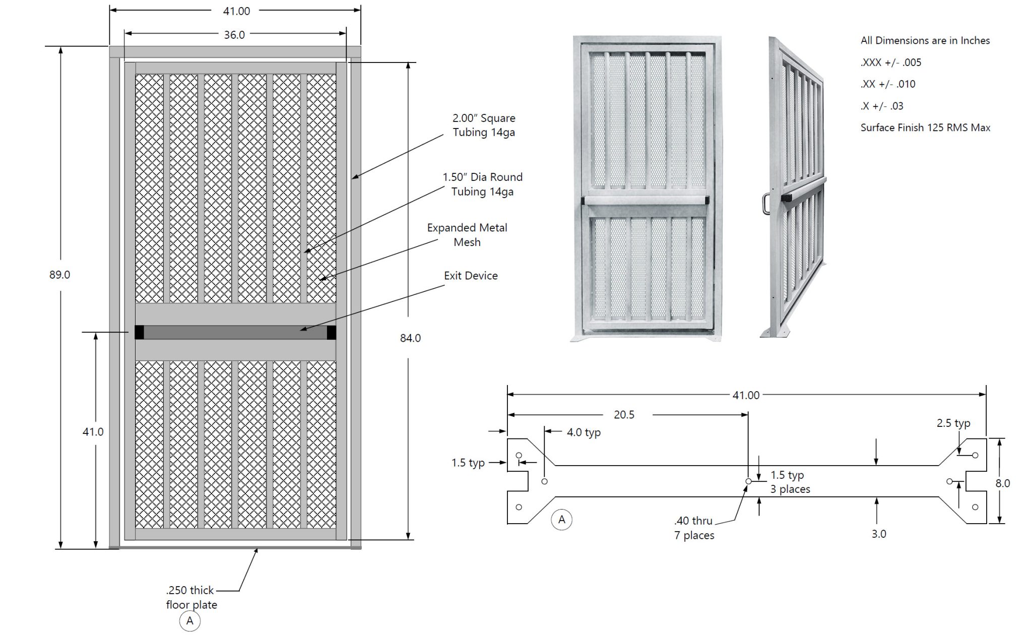 HTG-M Full-Height ADA Gate w/ Mesh and Vertical Bars - TURNSTILES.us