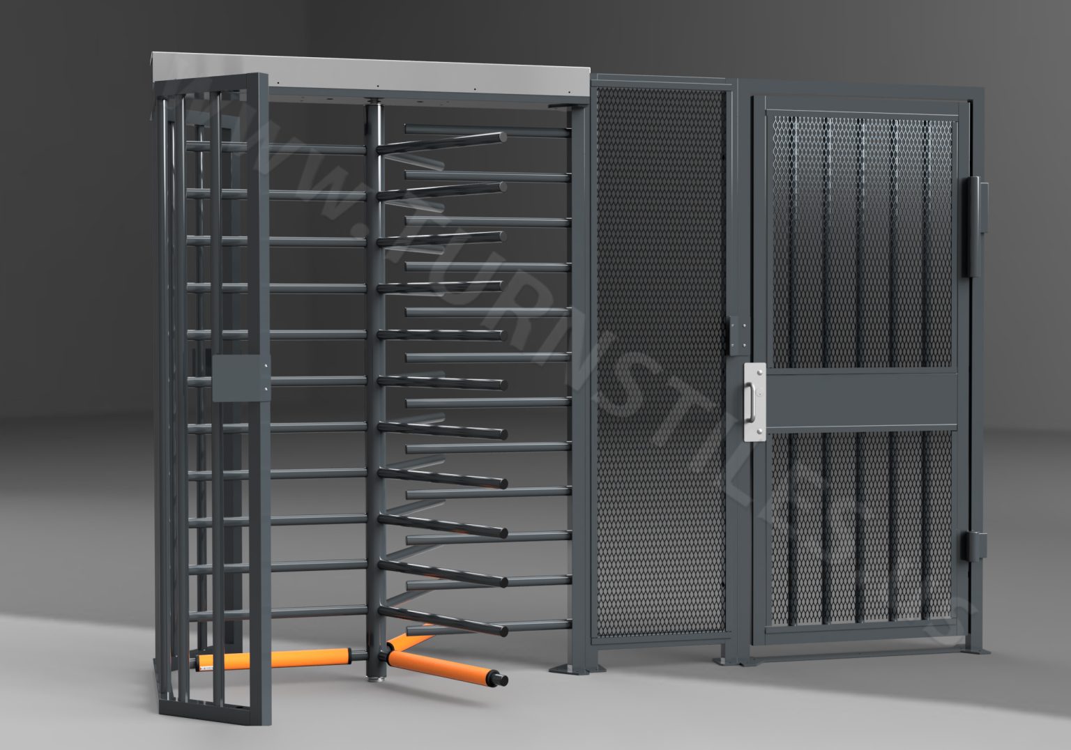 HTG-M Full-Height ADA Gate w/ Mesh and Vertical Bars - TURNSTILES.us
