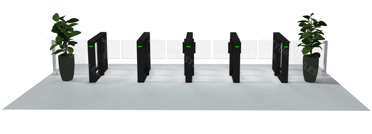 Modern Rectangular Frame Optical Turnstile Lanes - TURNSTILES.us
