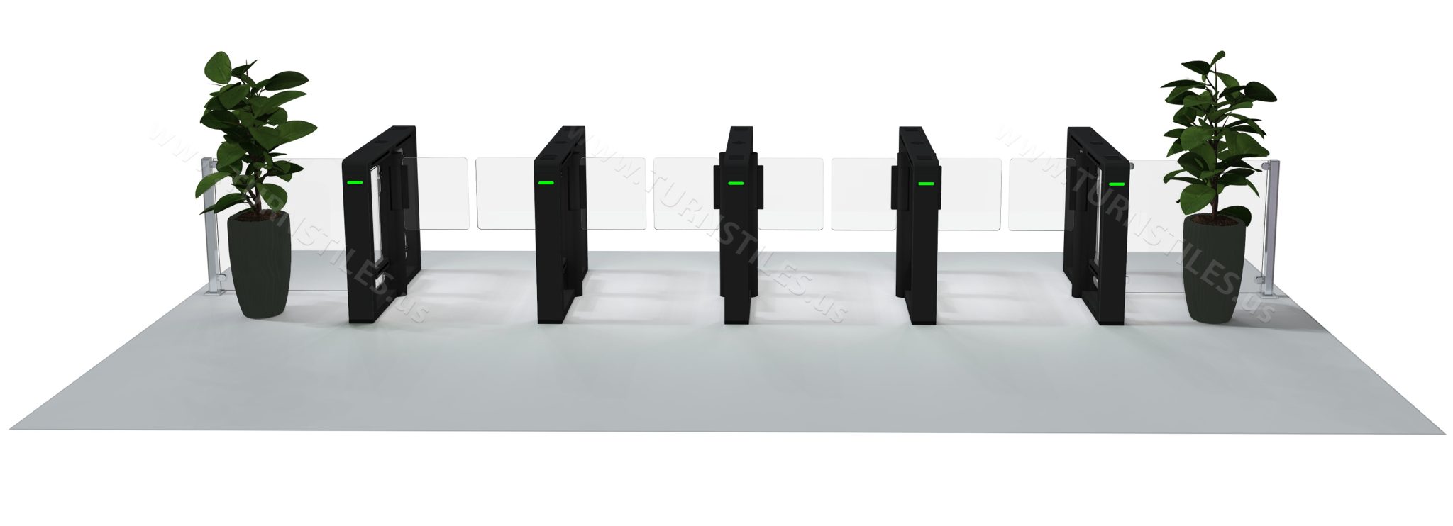 Modern Rectangular Frame Optical Turnstile Lanes - TURNSTILES.us